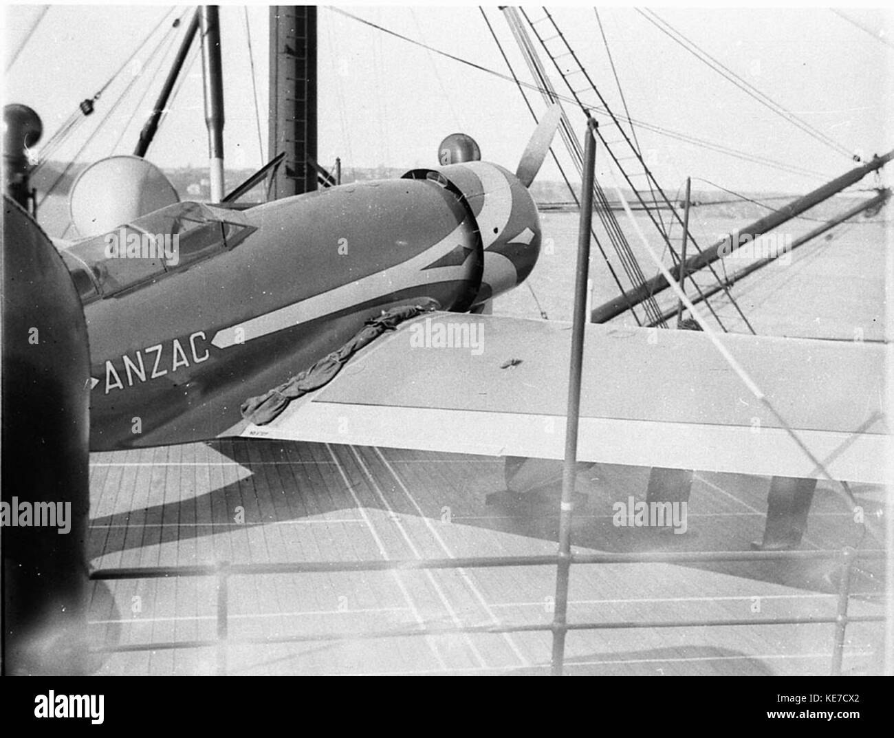 6981 Smithys Lockheed Altair monoplane Anzac on the deck of Mariposa ...