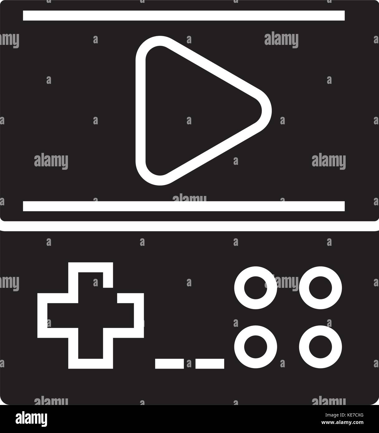 game console icon, vector illustration, black sign on isolated ...