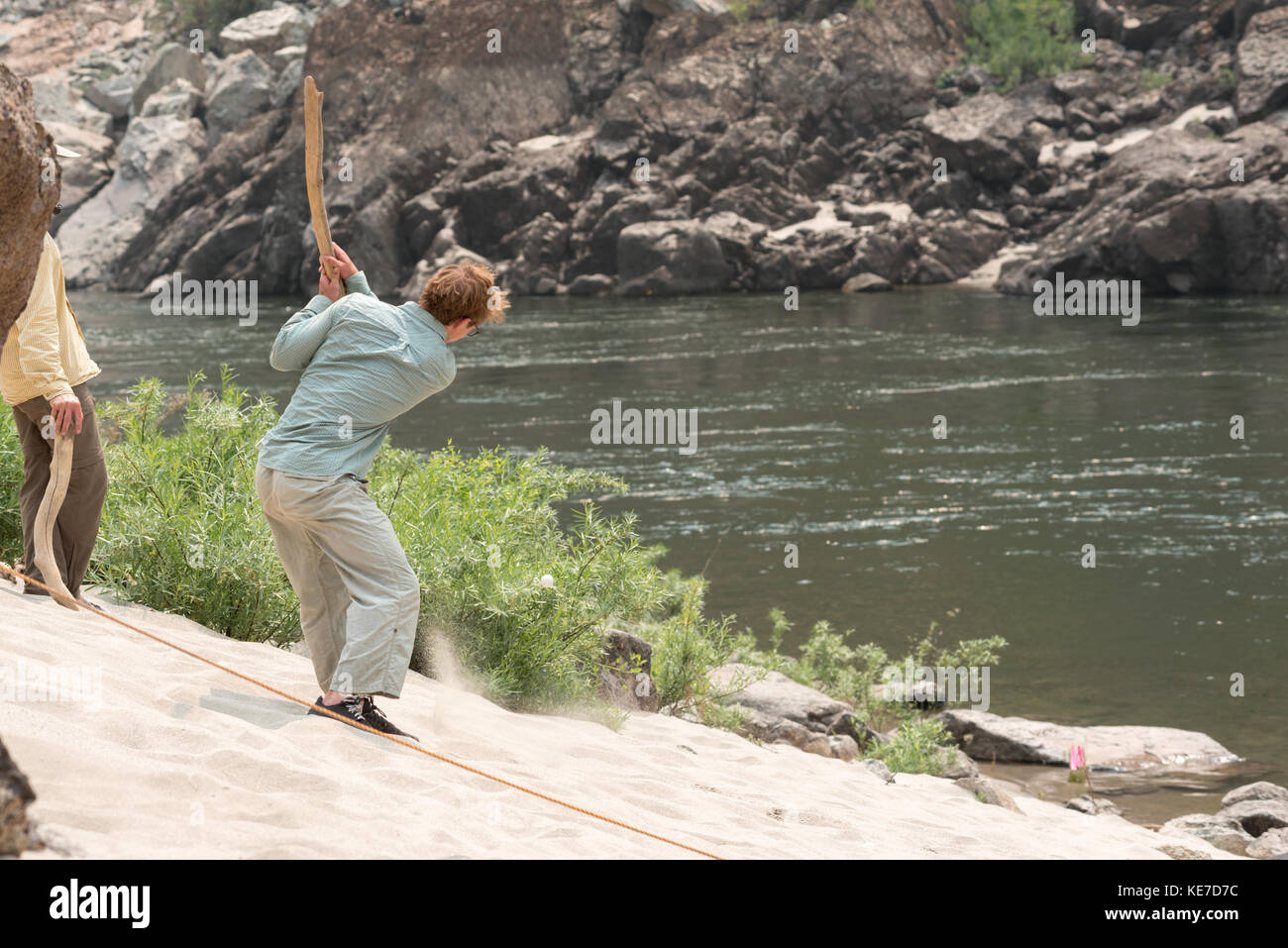 Playing river golf with a stick on a river trip down Idaho's lower ...