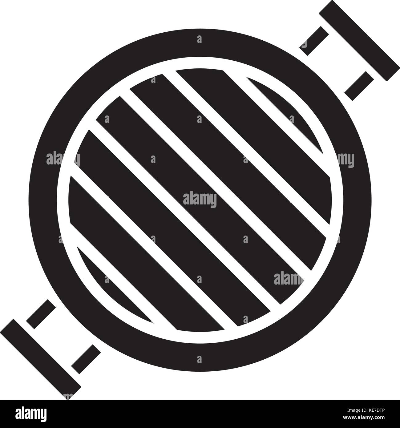 grill round icon, vector illustration, black sign on isolated ...