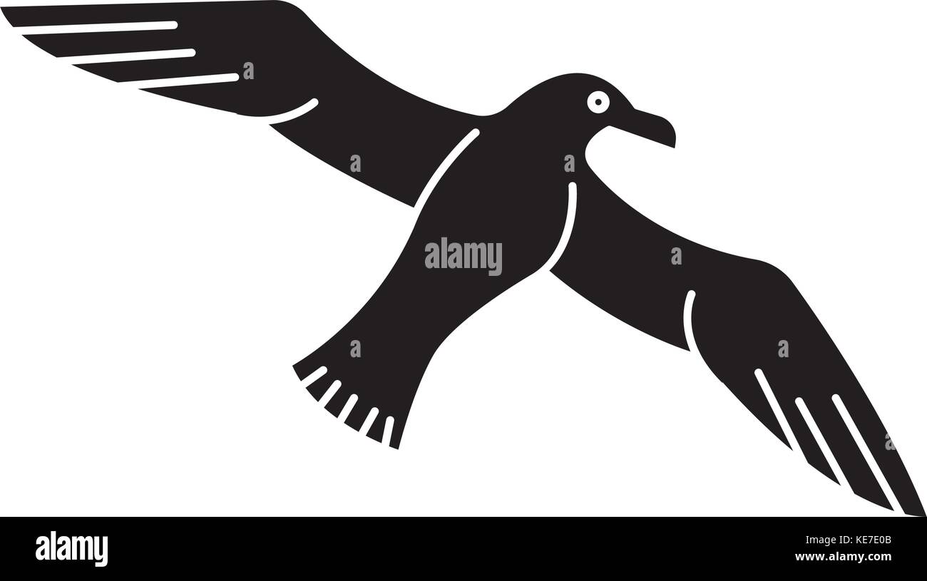 gull - seagull icon, vector illustration, black sign on isolated ...