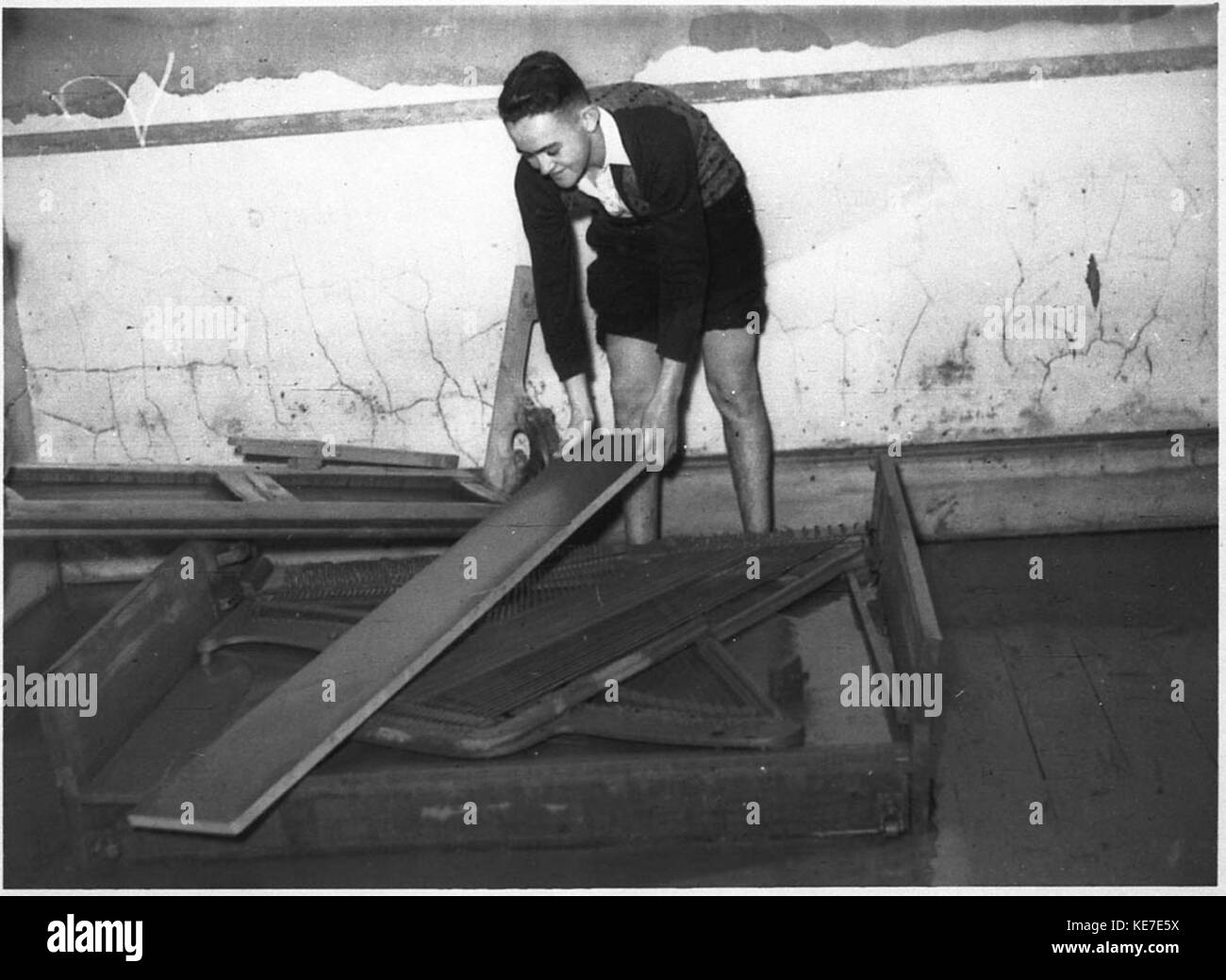 Repairs flood damage Black and White Stock Photos & Images - Alamy