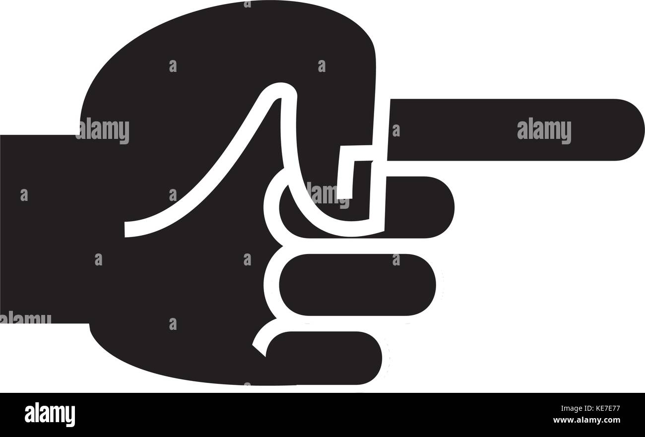 hand finger pointer back icon, vector illustration, black sign on ...