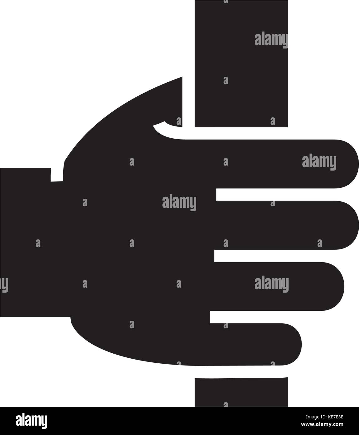 hand holding icon, vector illustration, black sign on isolated ...