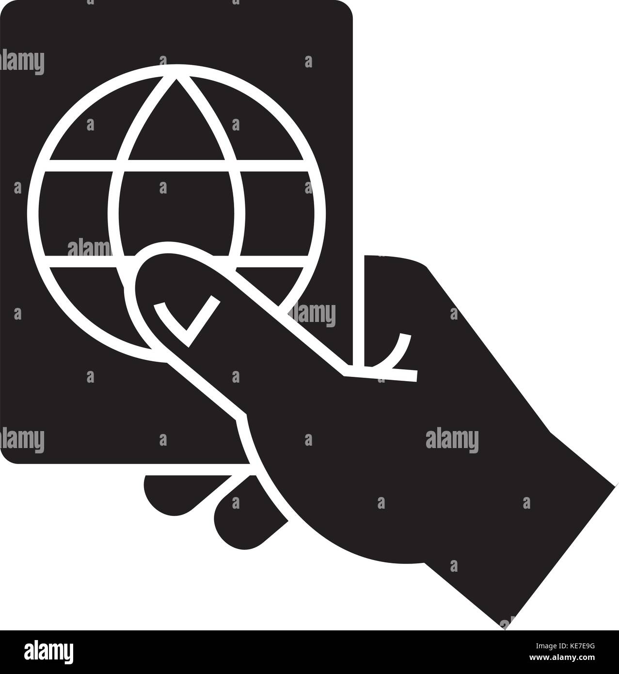 Hand Holding Passport Icon Vector Illustration Black Sign On Isolated