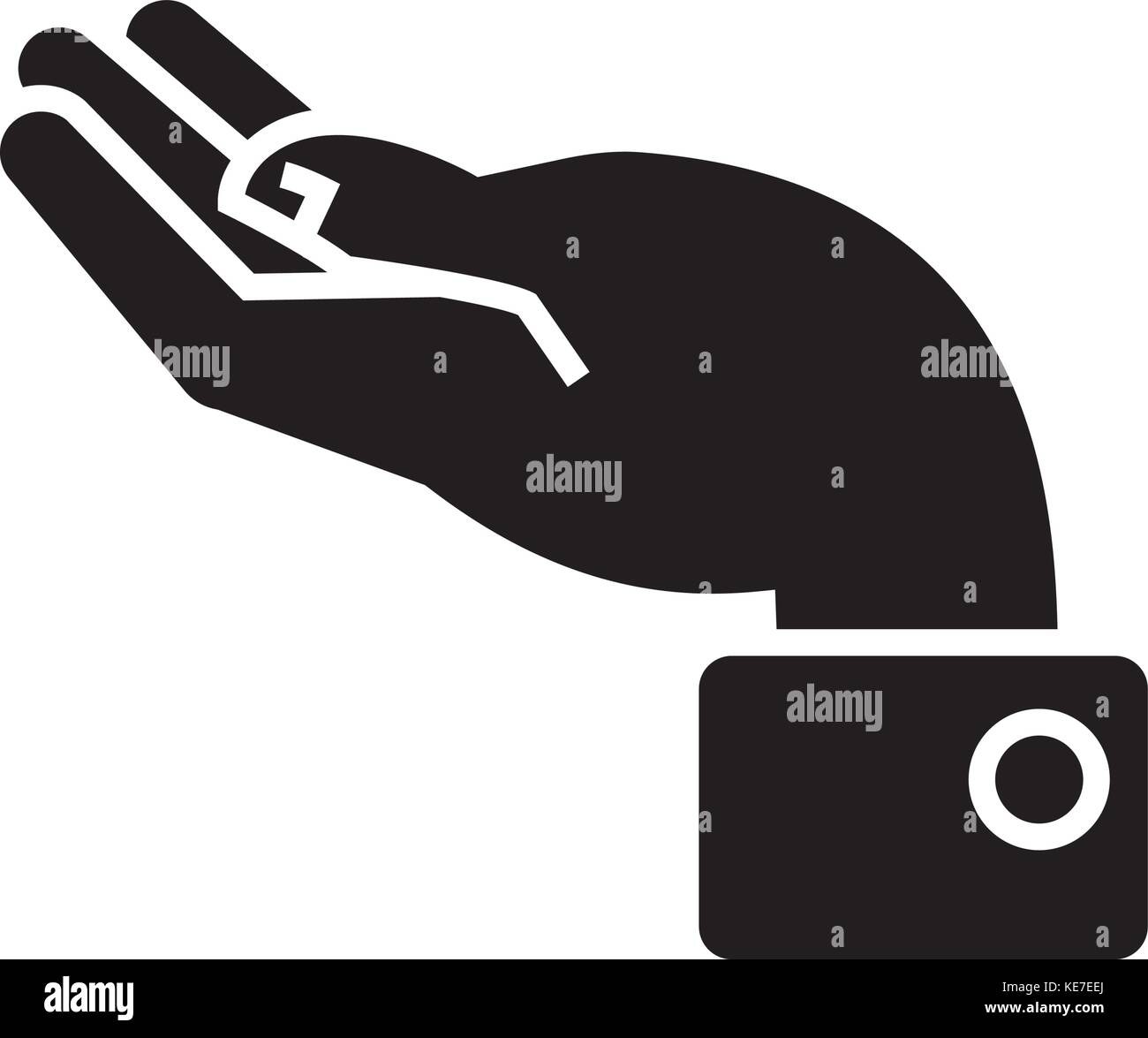 hand support icon, vector illustration, black sign on isolated ...