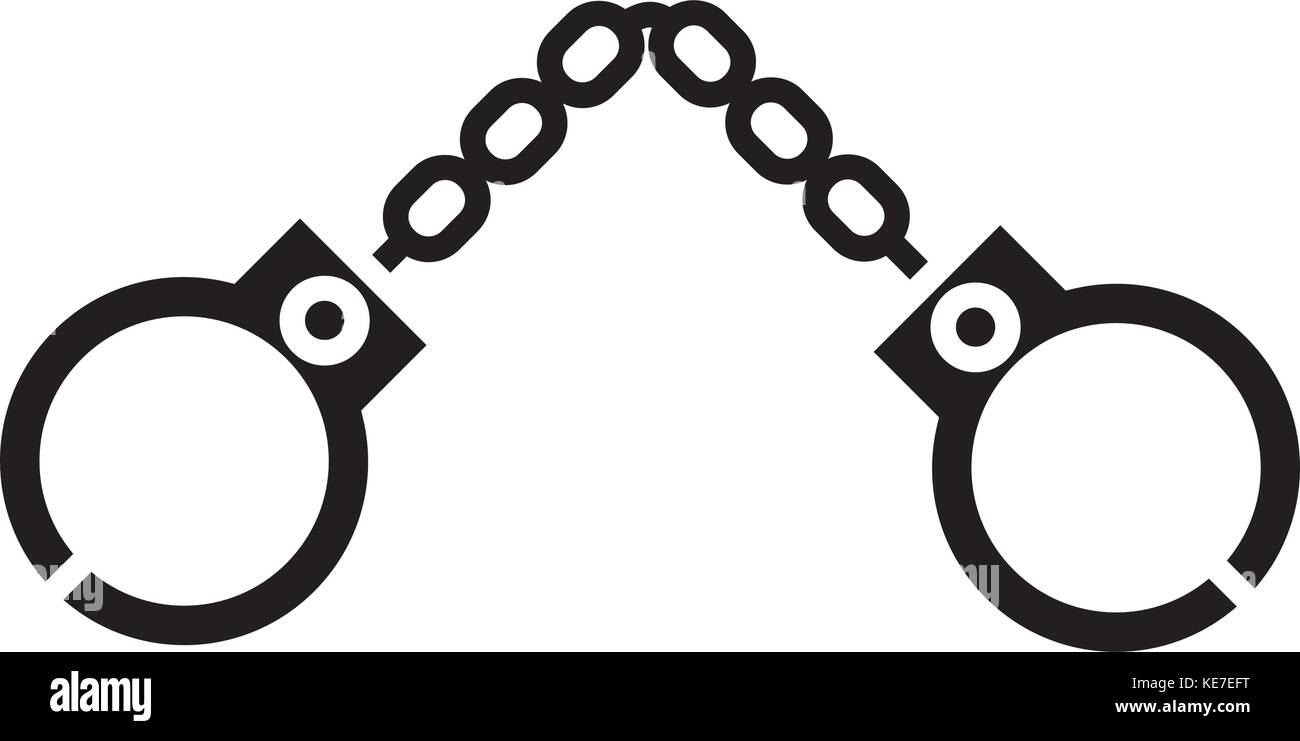 handcuffs icon, vector illustration, black sign on isolated background ...