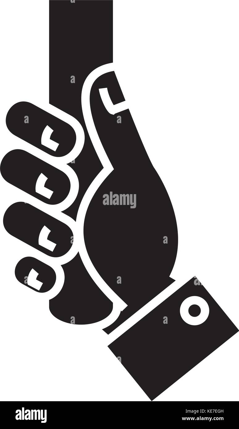handling hand icon, vector illustration, black sign on isolated ...