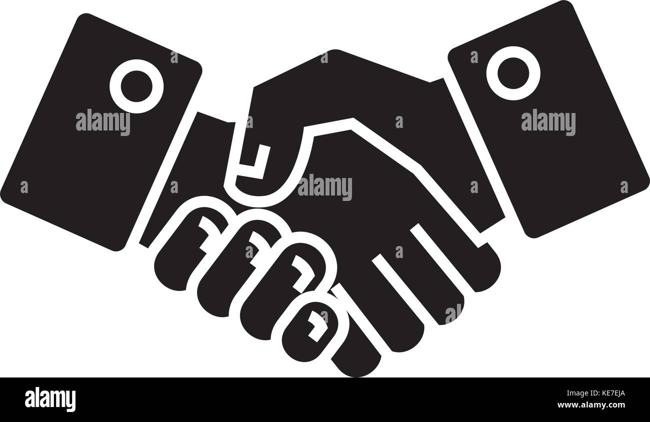 handshake icon, vector illustration, black sign on isolated background ...