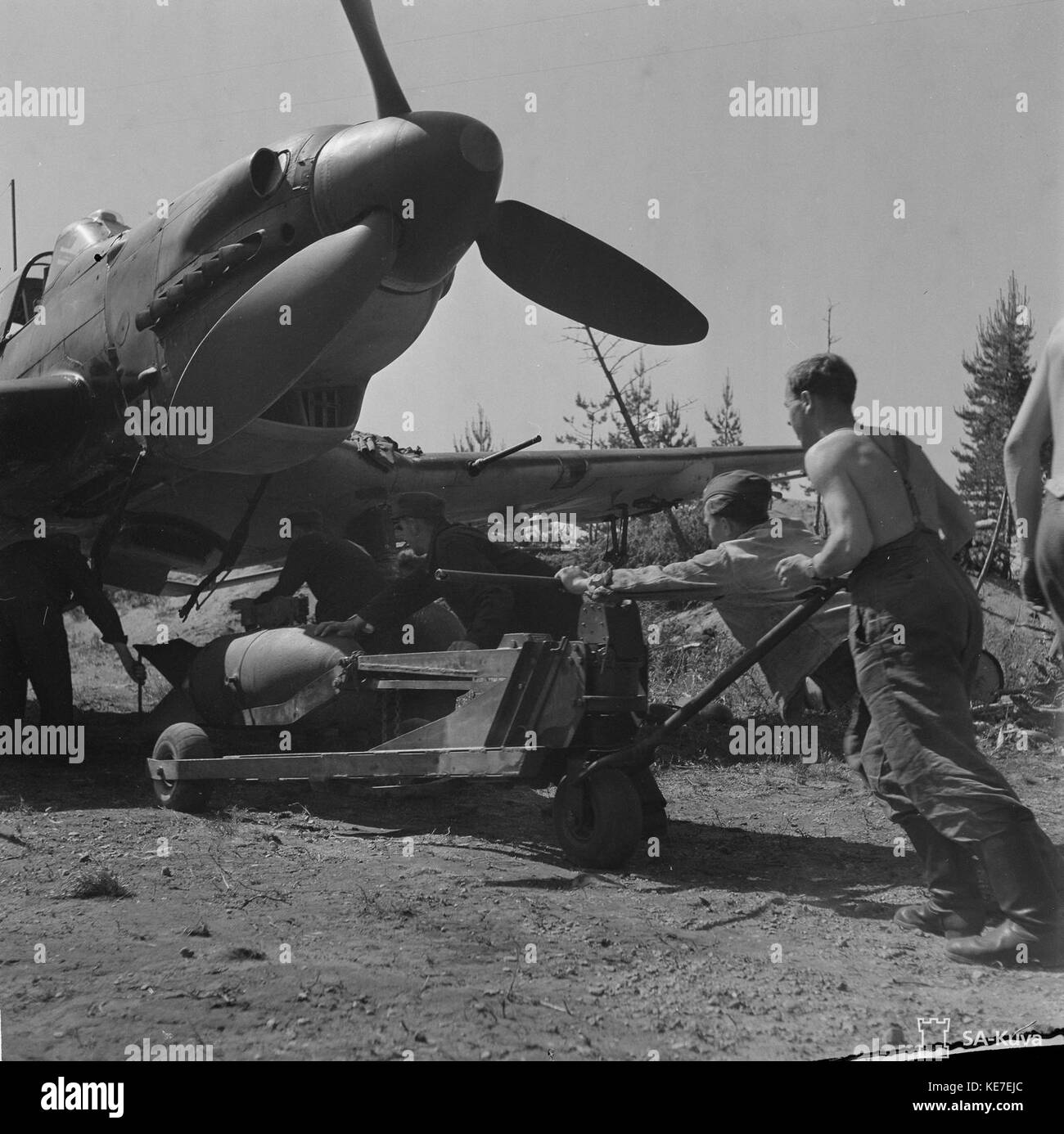 A historical image of a German Stuka dive bomber at Immola, Finland, on ...