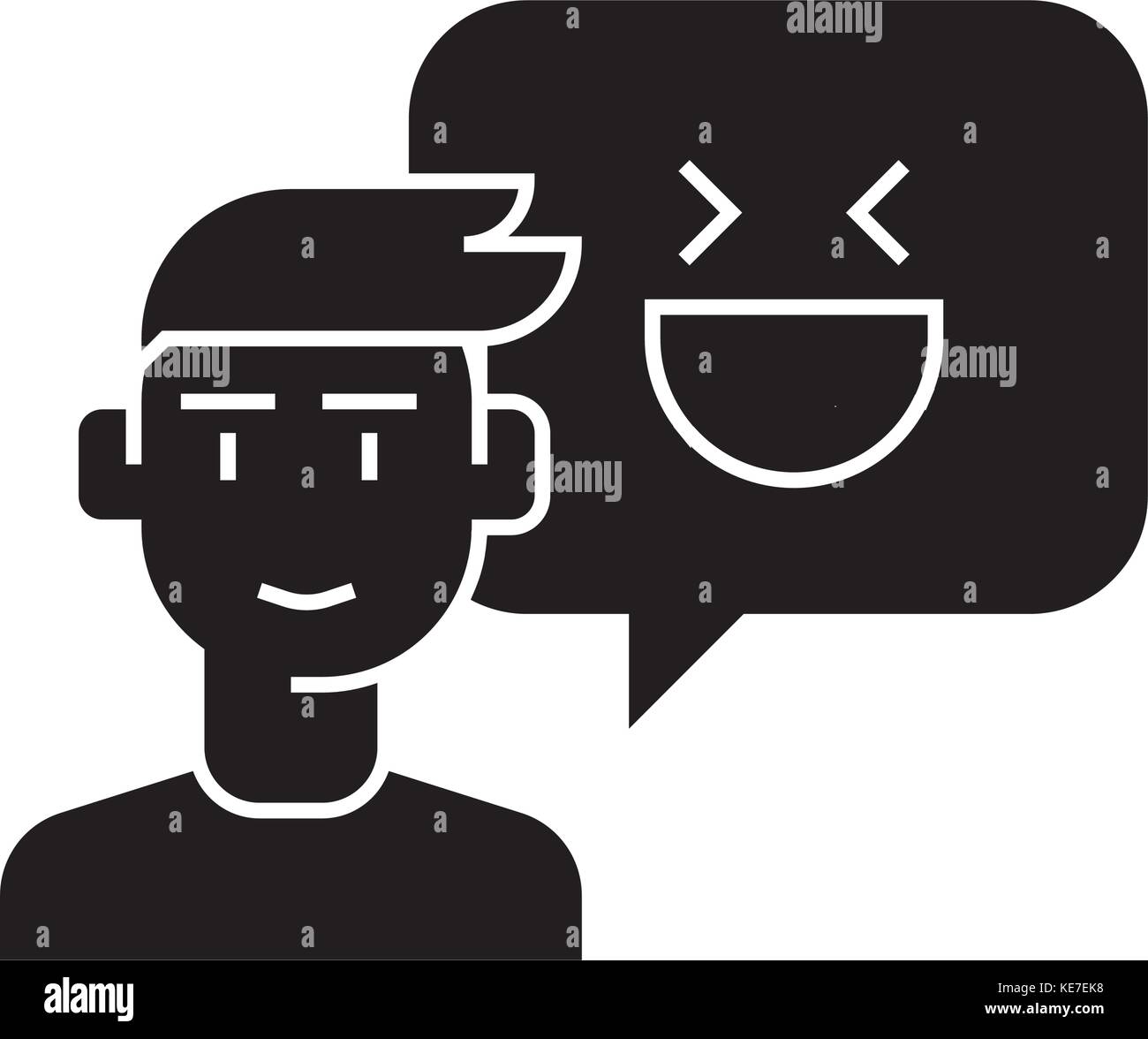 happy client icon, vector illustration, black sign on isolated ...