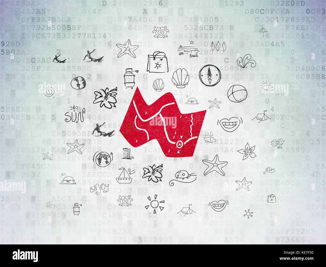 Tourism concept: Map on Digital Data Paper background Stock Photo - Alamy