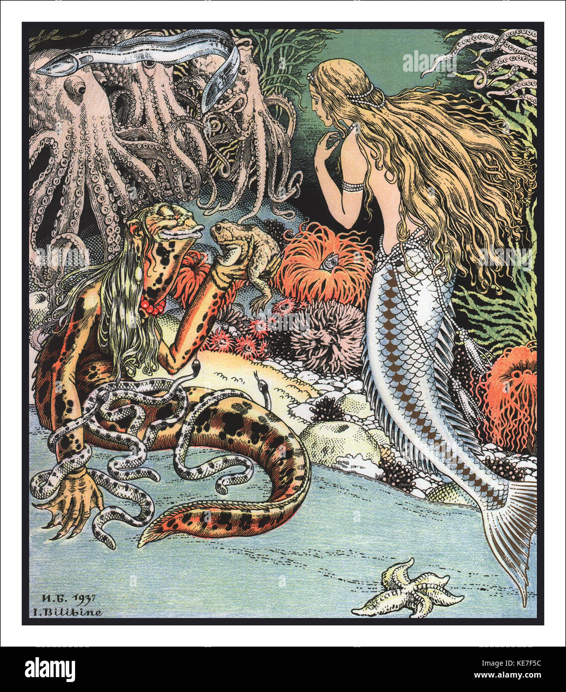 This image depicts a scene from the Russian fairy tale of the Little ...