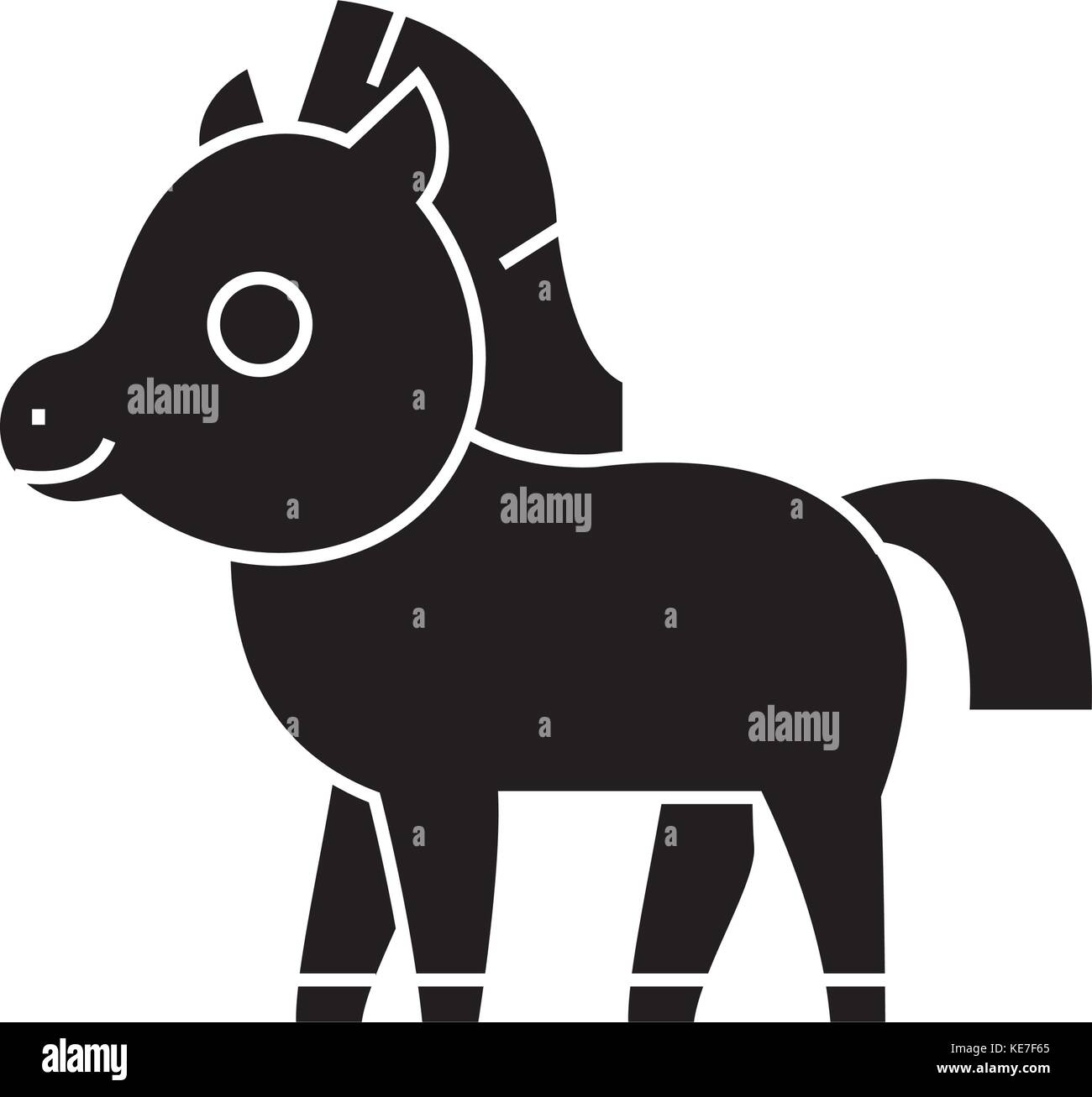 horse foal cute icon, vector illustration, black sign on isolated ...