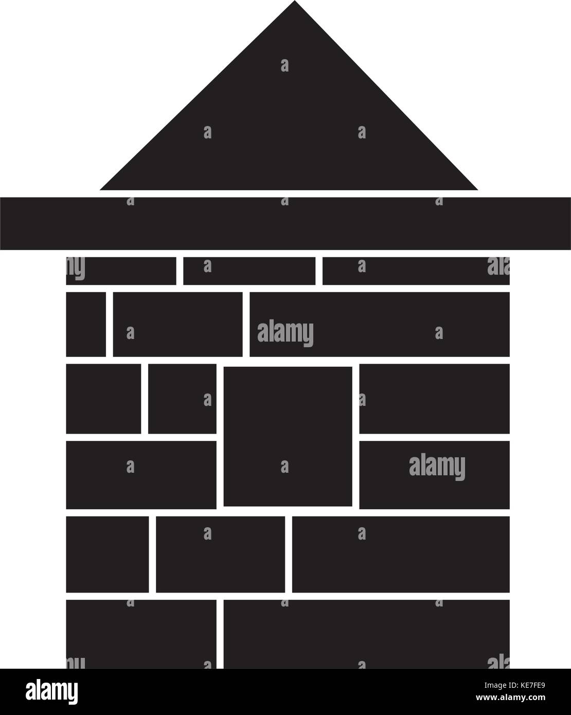 house brick icon, vector illustration, black sign on isolated ...