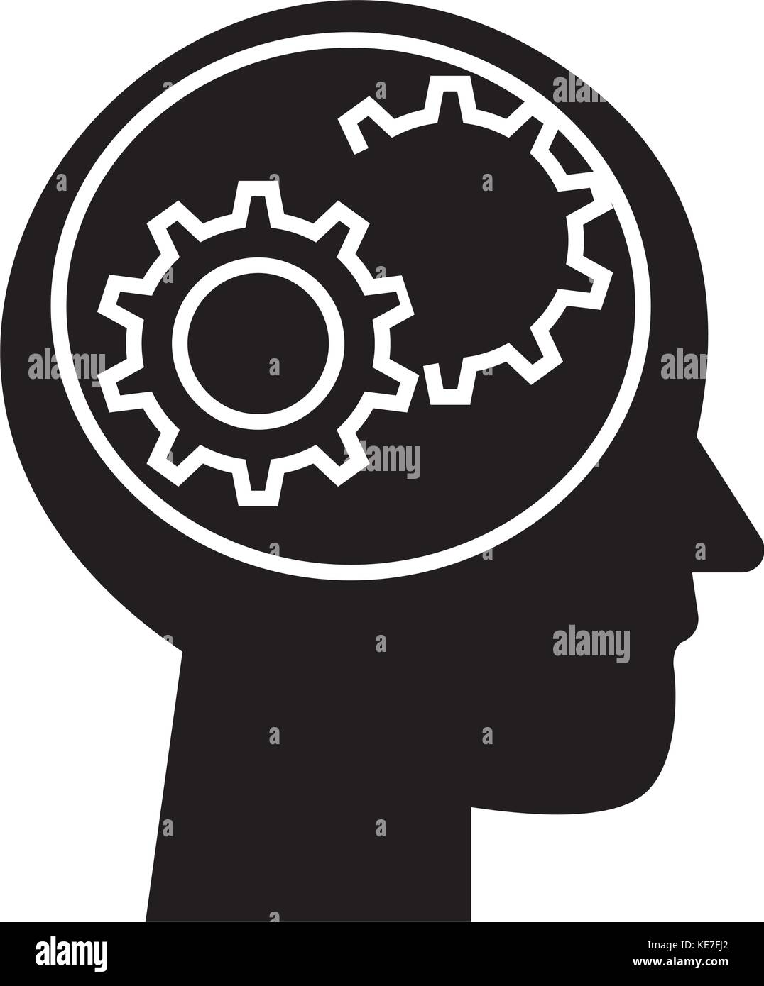 human head - settings icon, vector illustration, black sign on isolated ...