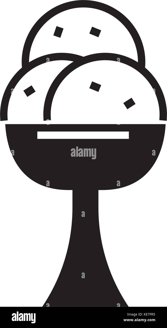 ice cream round icon, vector illustration, black sign on isolated ...