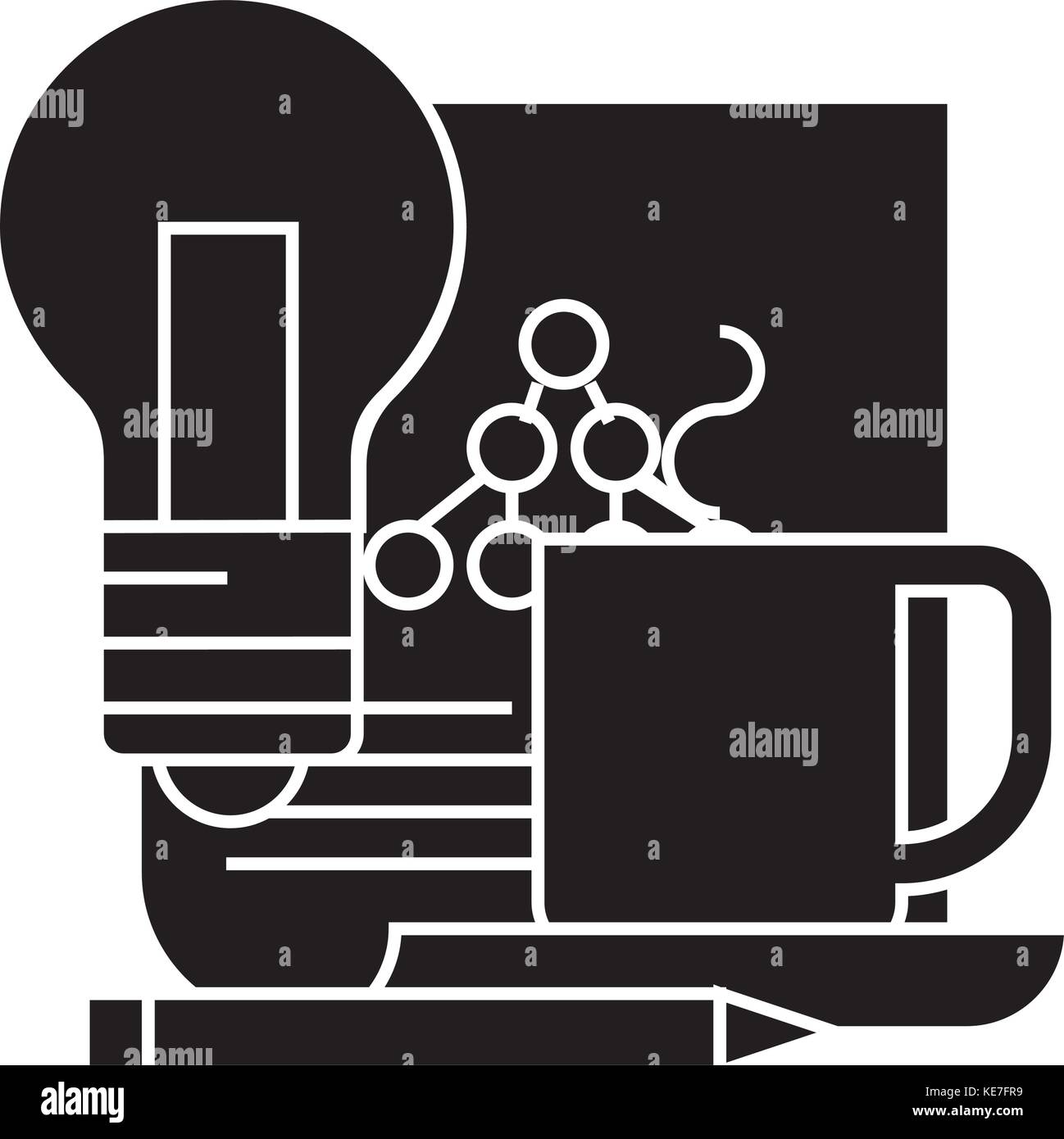 idea management scheme icon, vector illustration, black sign on ...