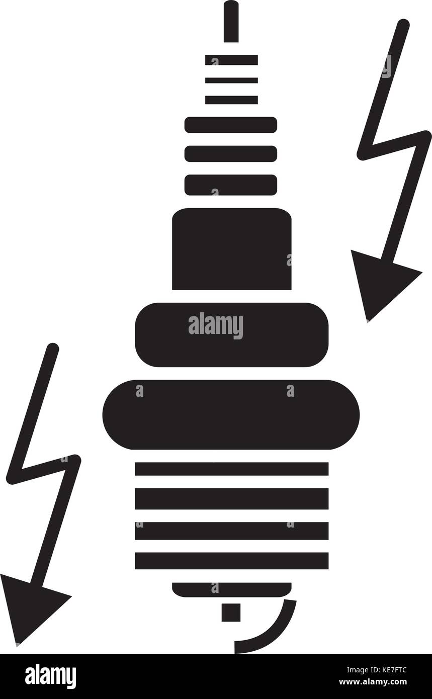 ignition - automobile icon, vector illustration, black sign on isolated ...