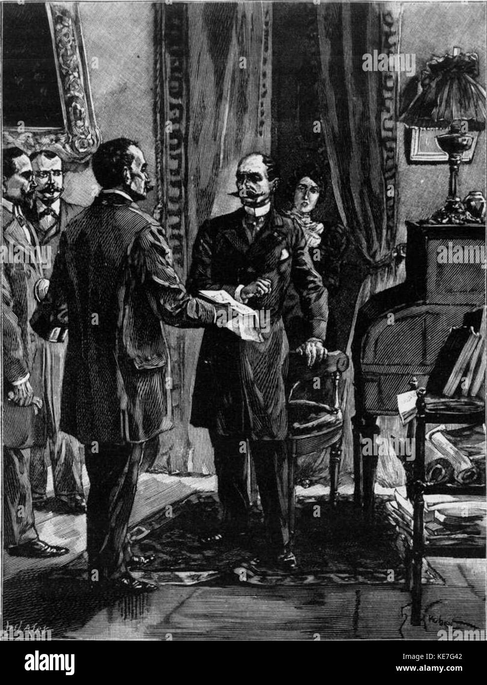 Ferdinand Walsin Esterhazy la perquisition du juge Bertulus 1898 Stock ...