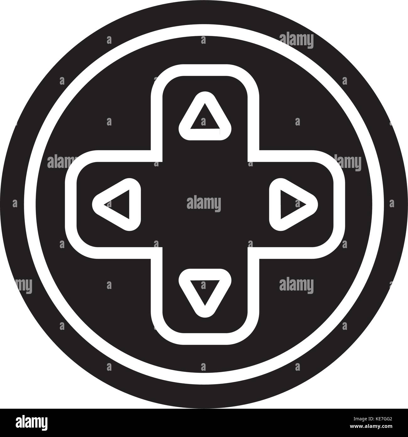 joystick round icon, vector illustration, black sign on isolated ...