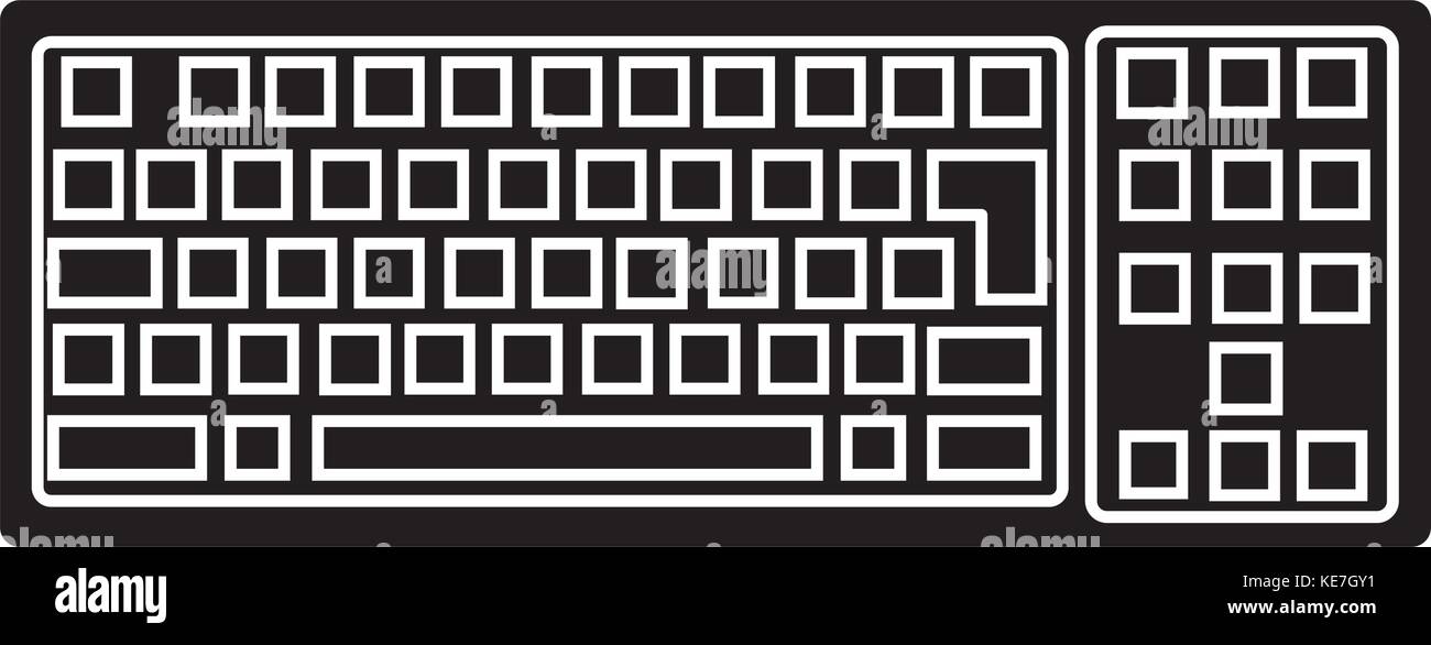 keyboard detailed icon, vector illustration, black sign on isolated ...