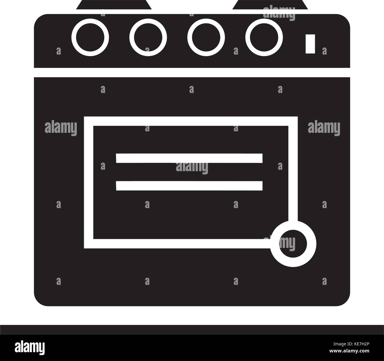 kitchen oven icon, vector illustration, black sign on isolated ...