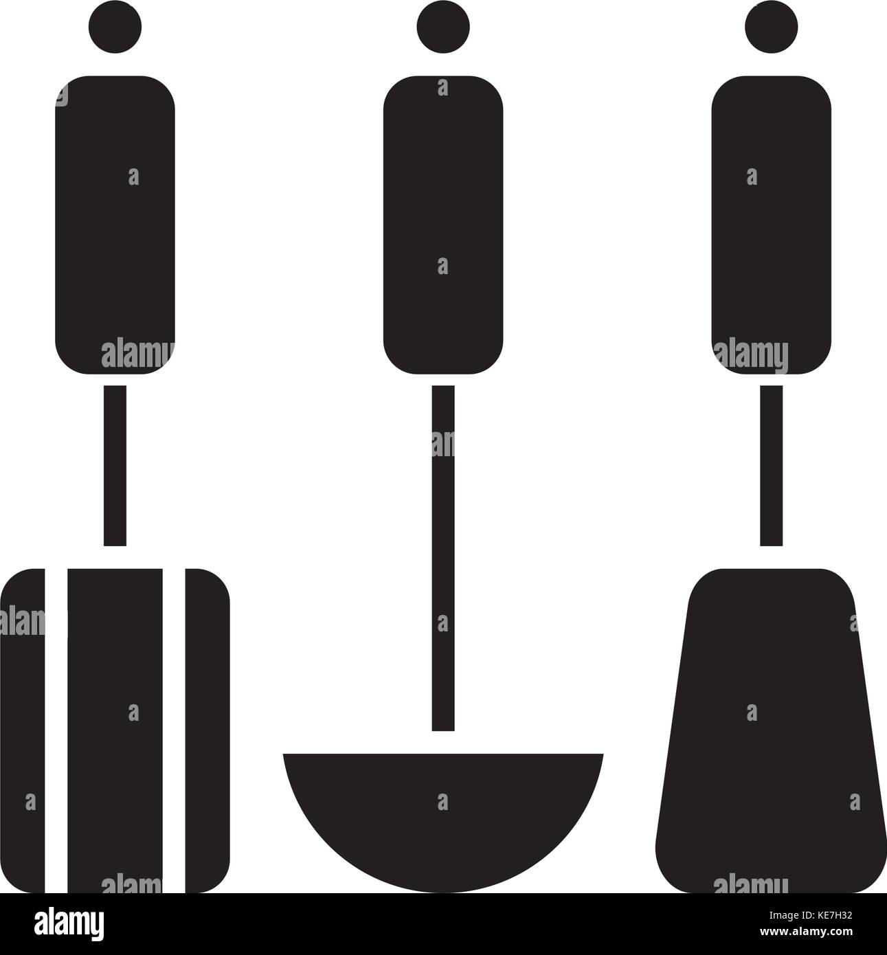 kitchen utensils hanging icon, vector illustration, black sign on ...