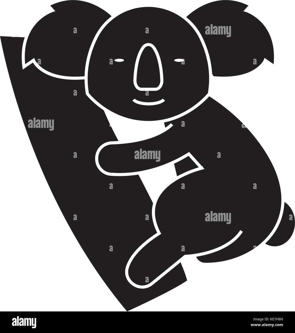 koala cute icon, vector illustration, black sign on isolated background ...