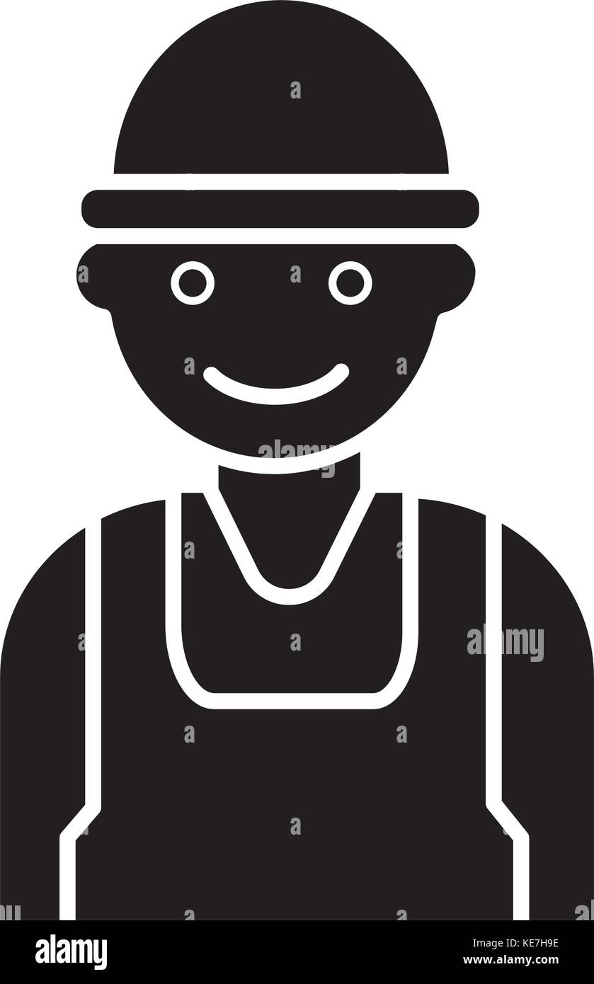 labor man - worker - builder icon, vector illustration, black sign on ...
