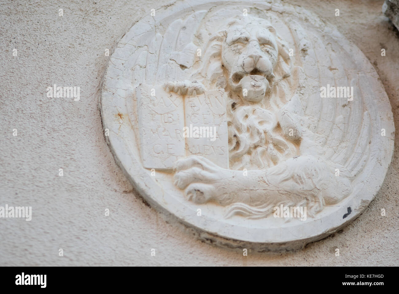 Venetian lion on bas-relief on the streets Stock Photo - Alamy
