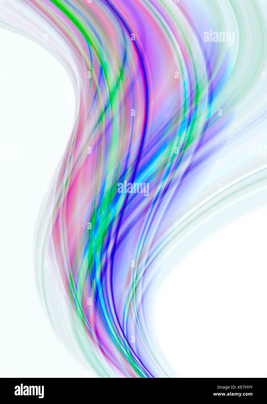 White background with converging the beam of colorful stripes lying on ...