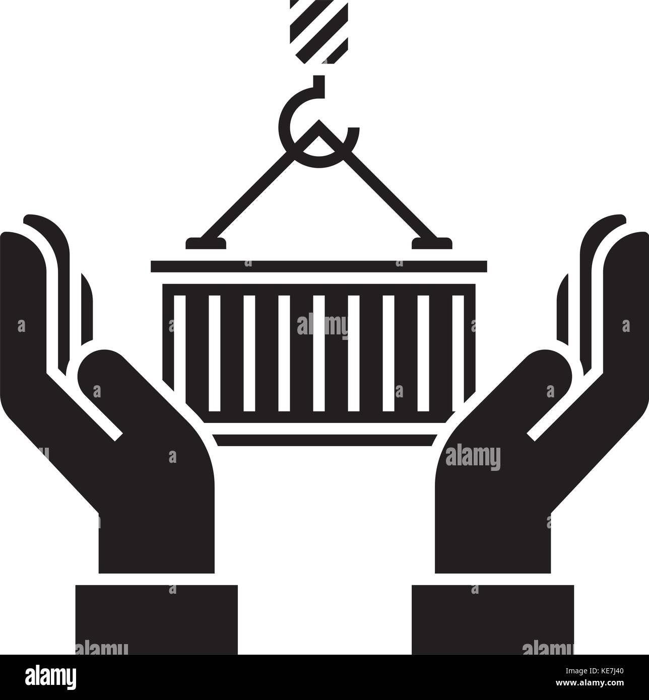 logistics care - delivery insurance icon, vector illustration, black ...
