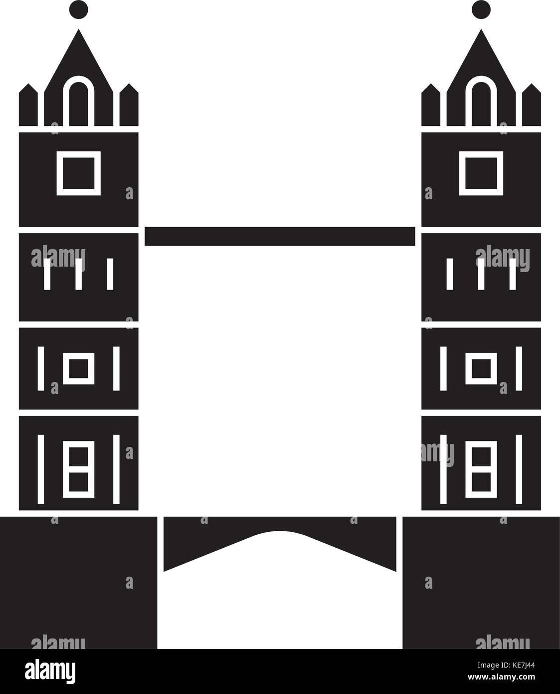 london - tower bridge icon, vector illustration, black sign on isolated ...