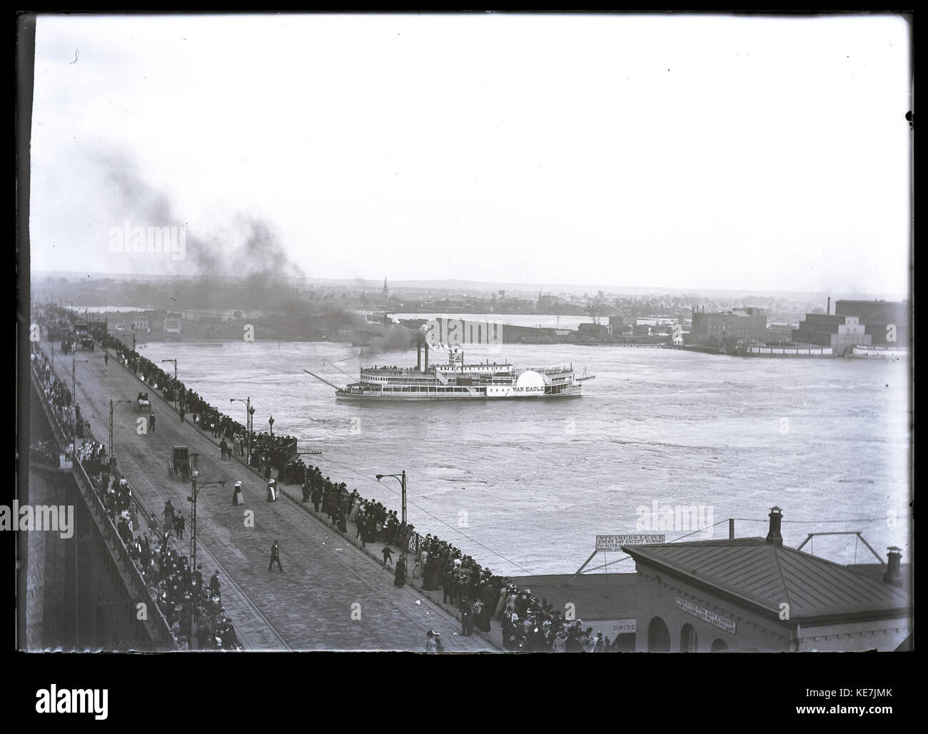 Steamboat War Eagle near the Eads Bridge during high water in 1894 ...