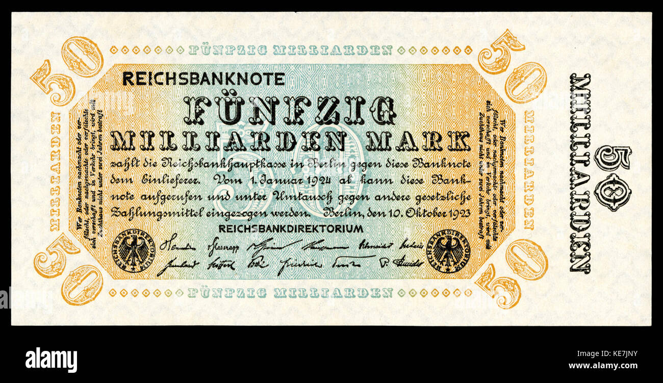 GER 119c Reichsbanknote 50 Billion Mark (1923 Stock Photo - Alamy
