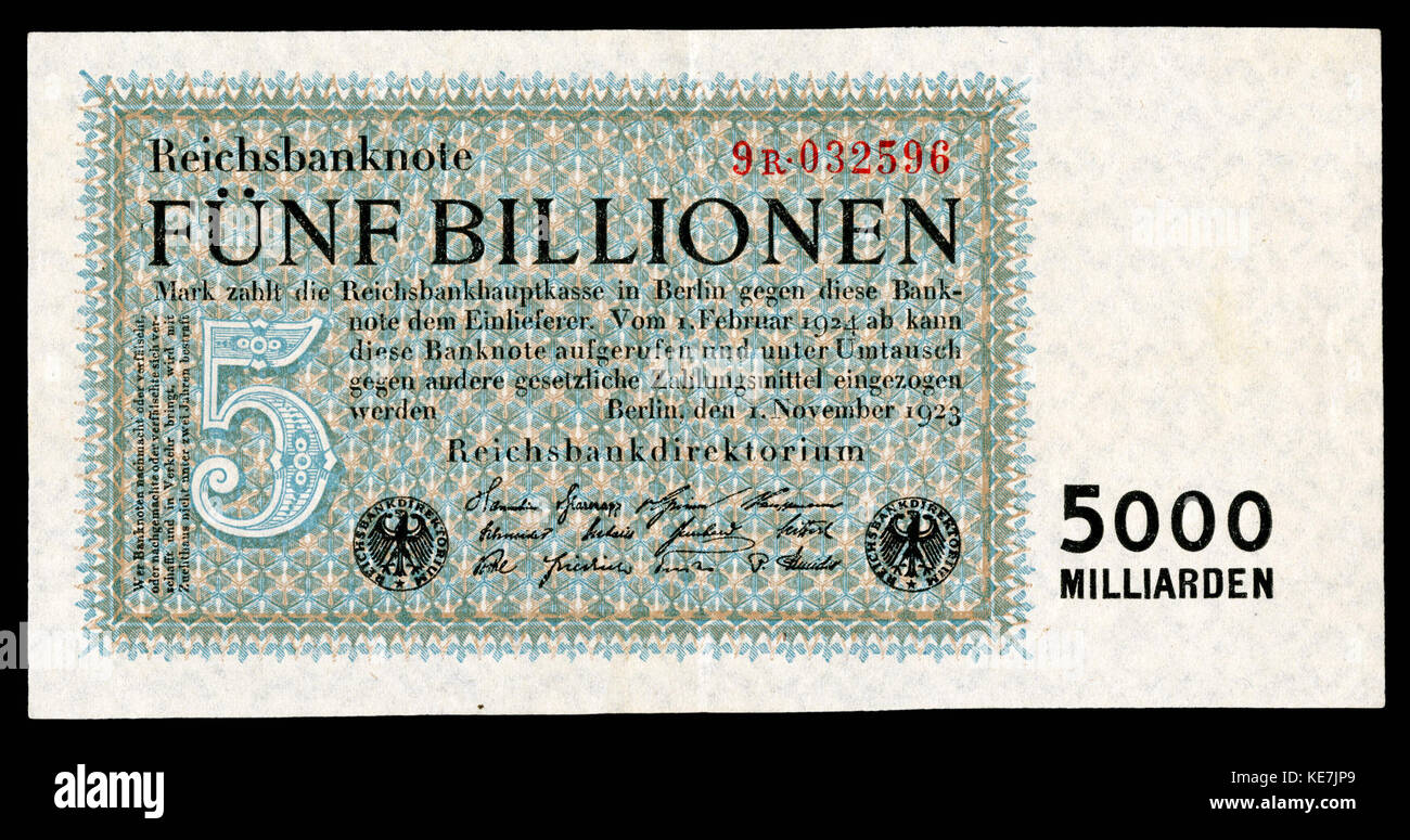 GER 130 Reichsbanknote 5 Trillion Mark (1923 Stock Photo - Alamy