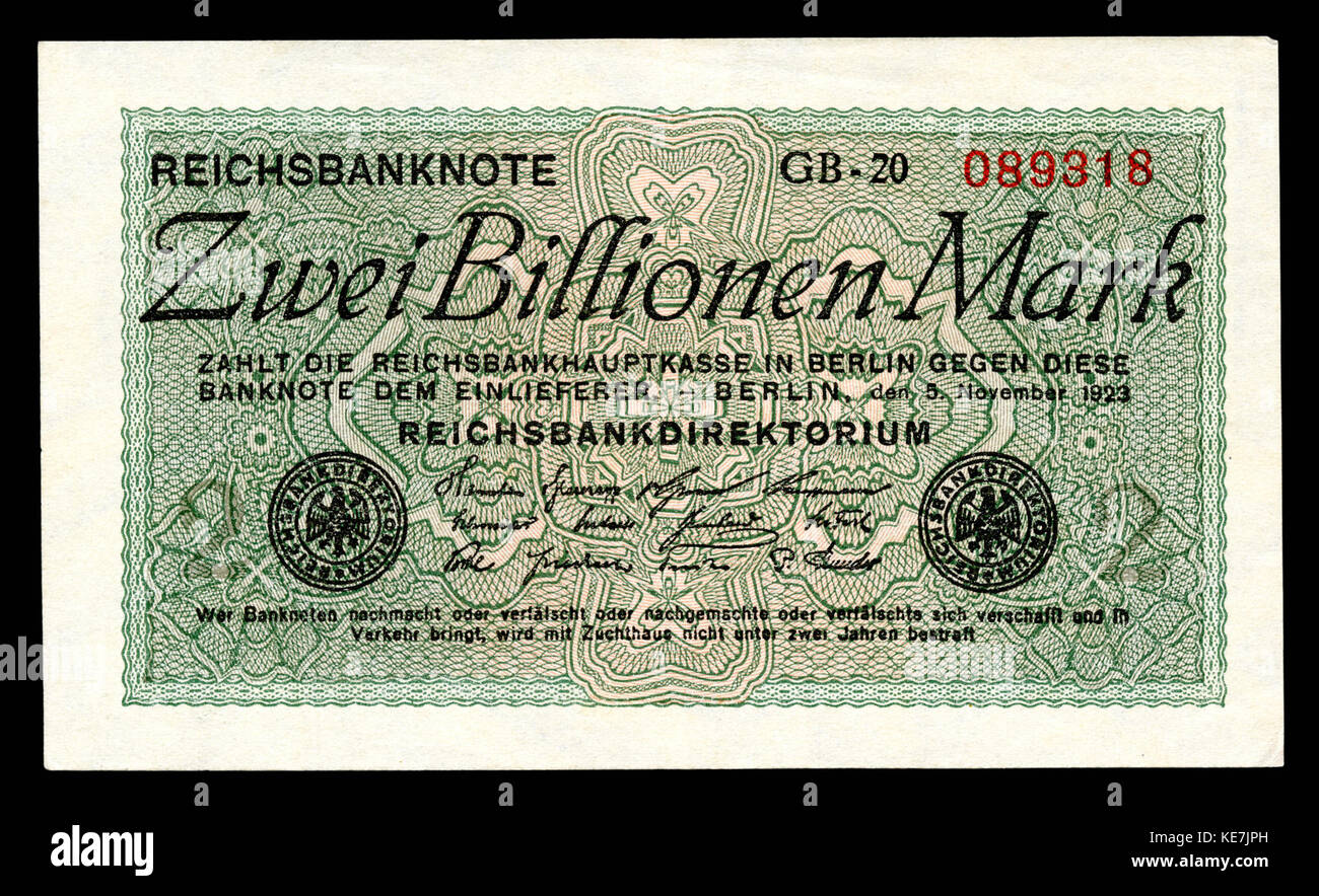 GER 135 Reichsbanknote 2 Trillion Mark (1923 Stock Photo - Alamy