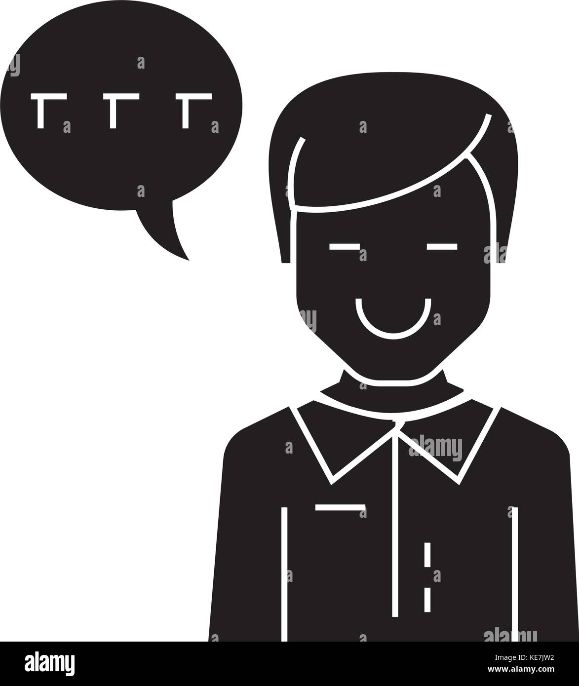man talking icon, vector illustration, black sign on isolated ...