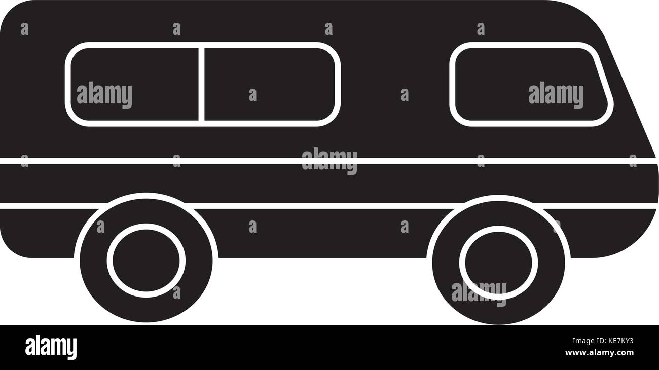 microbus - minibus icon, vector illustration, black sign on isolated ...