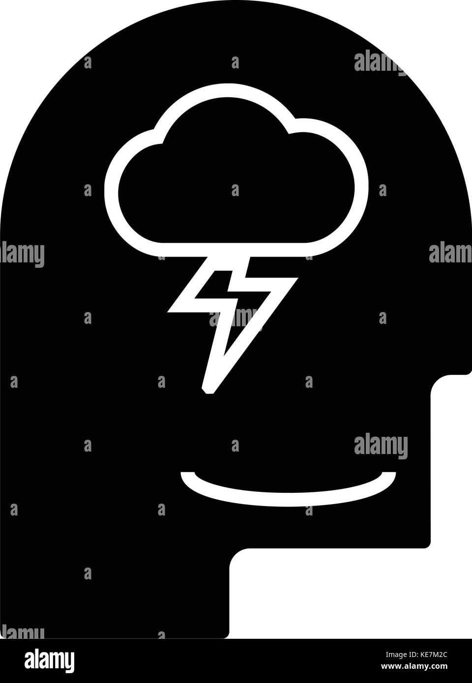 mind process - head man icon, vector illustration, black sign on ...