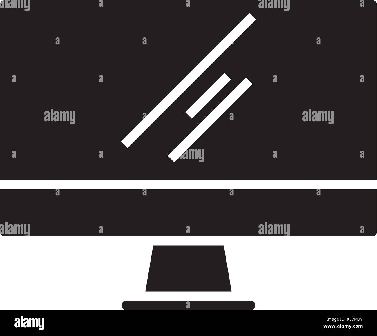 monitor icon, vector illustration, black sign on isolated background ...