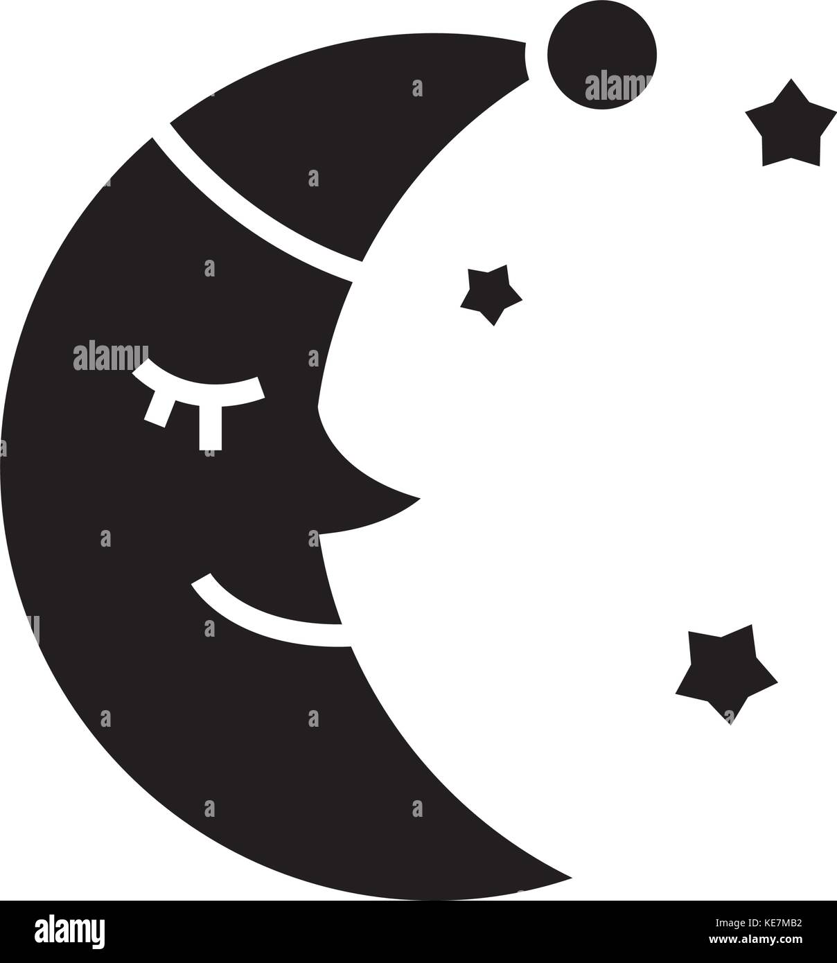moon face sleep icon, vector illustration, black sign on isolated ...
