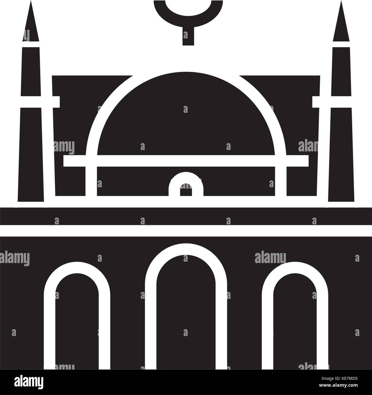 mosque facade - arabic temple church icon, vector illustration, black ...