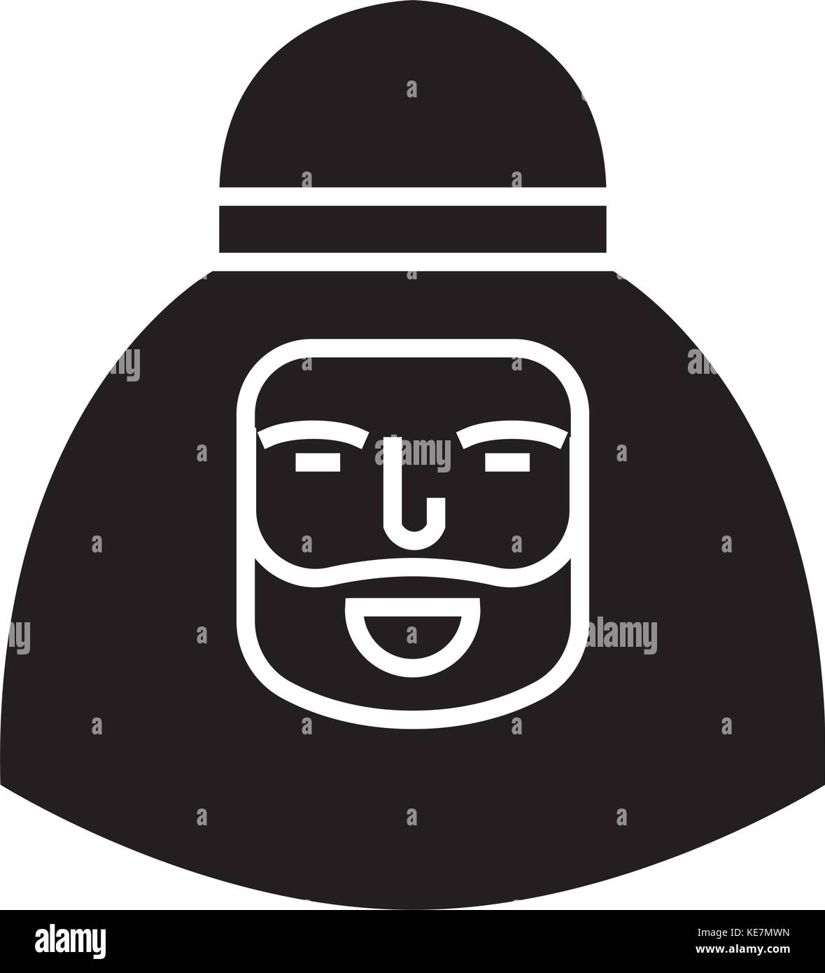 muslim man icon, vector illustration, black sign on isolated background ...