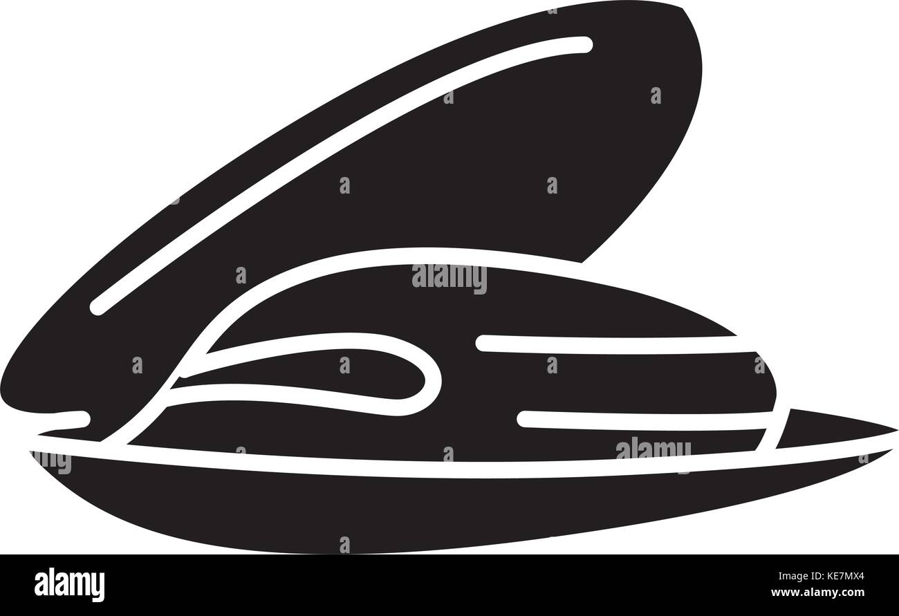 mussels icon, vector illustration, black sign on isolated background ...