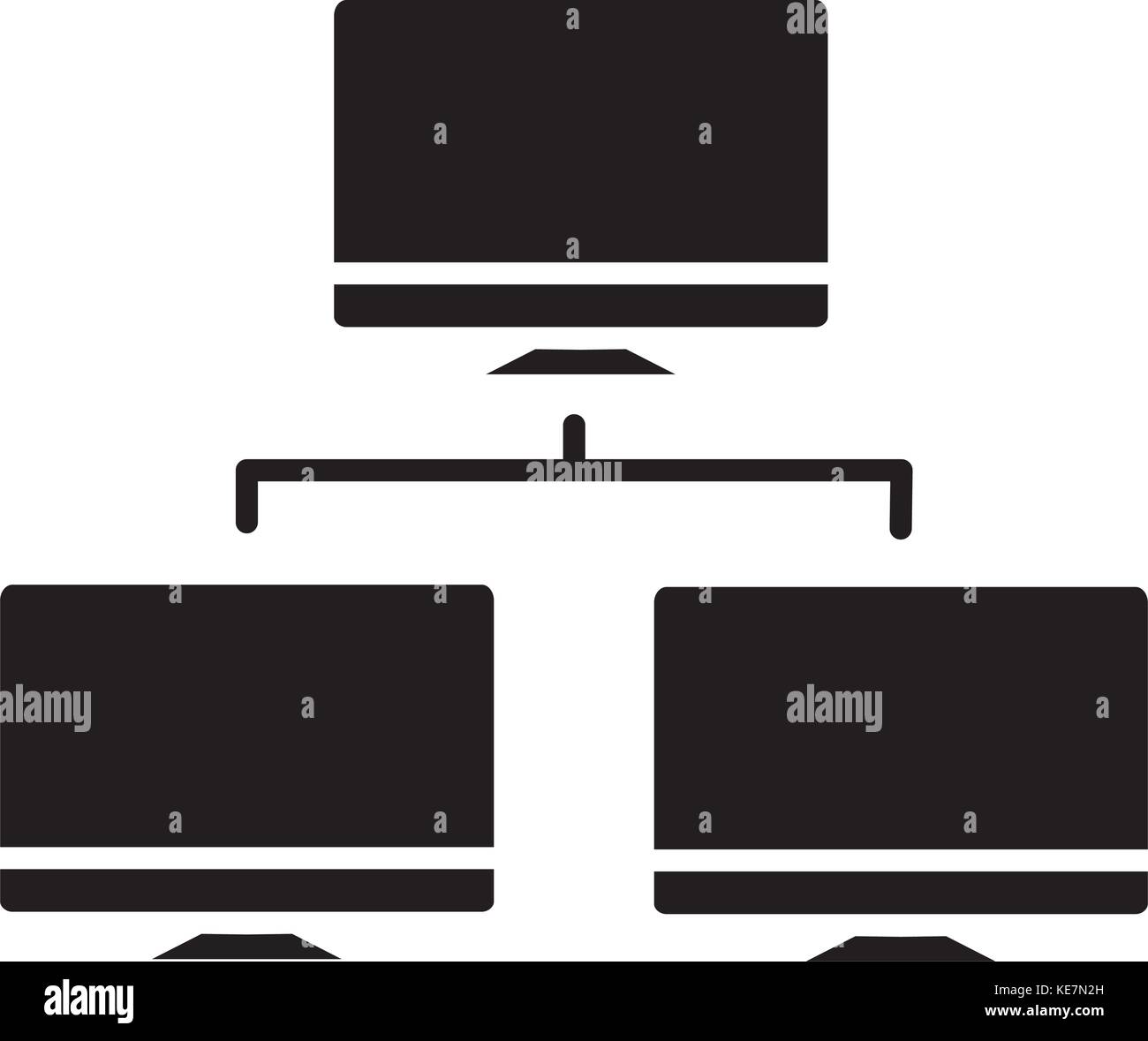network monitor icon, vector illustration, black sign on isolated ...