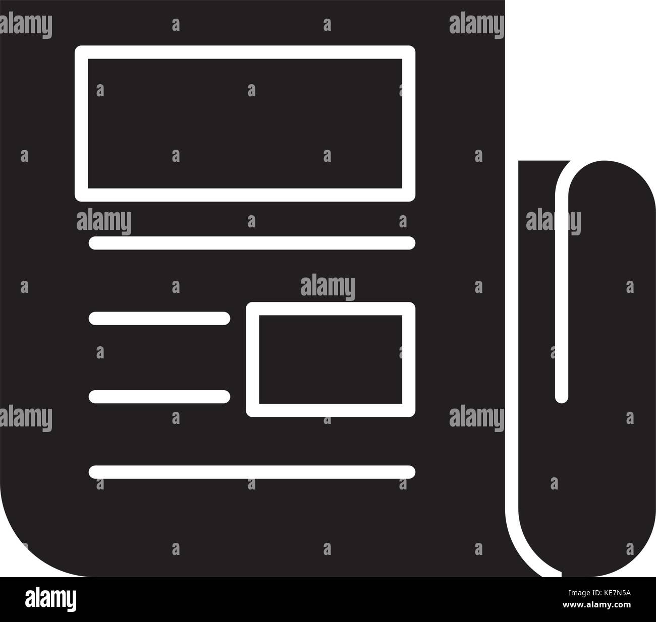news report icon, vector illustration, black sign on isolated ...