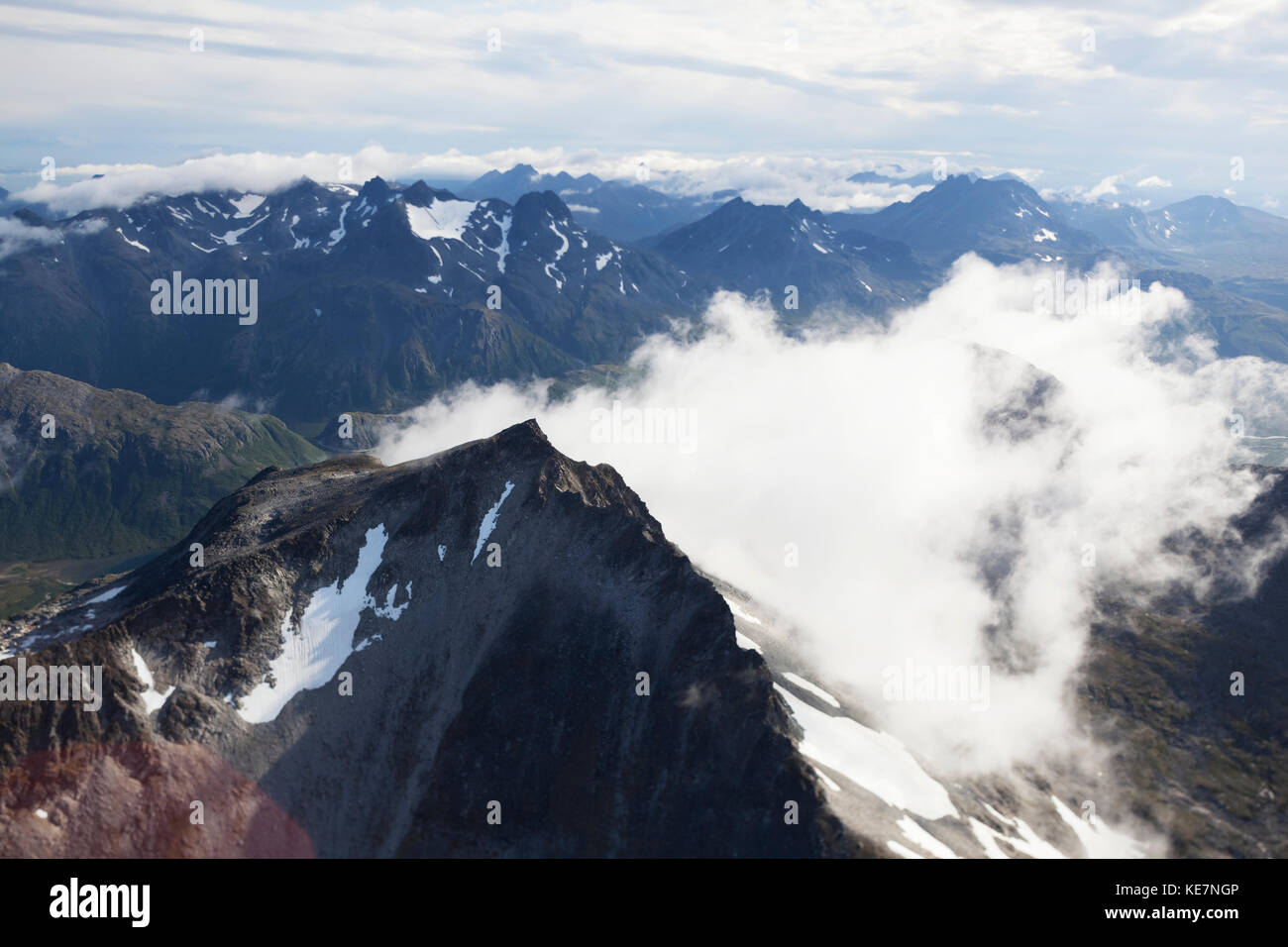 Rugged Mountain Peaks Of The Alaska Range; Alaska, United States Of ...