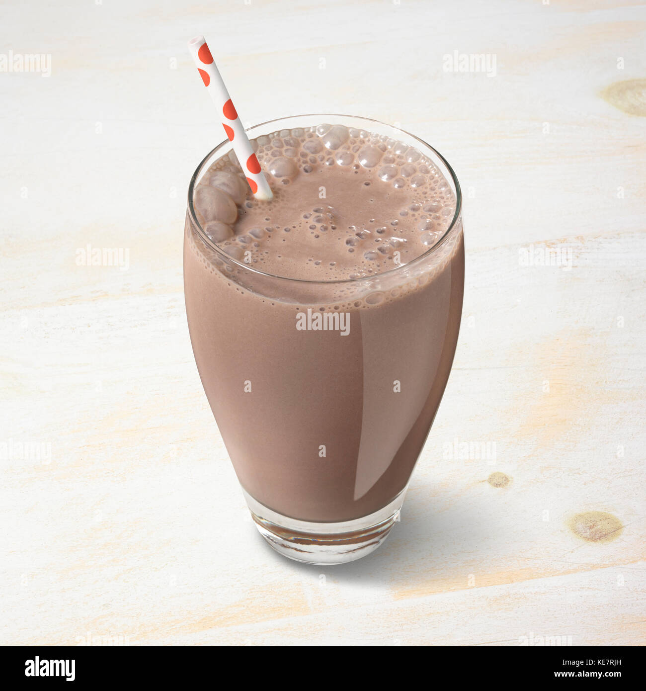 Chocolate Milkshake With Polka-Dot Straw Stock Photo - Alamy
